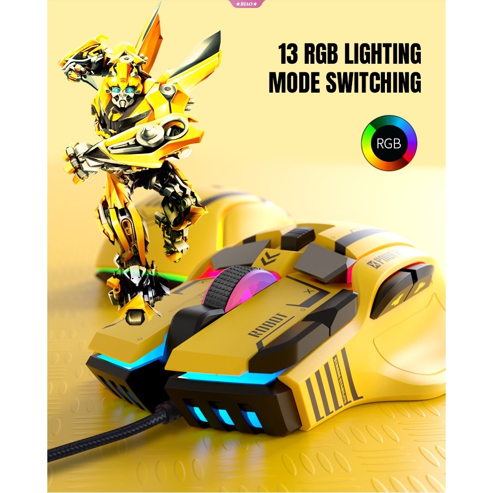 Jual Transformers Bumblebee RGB Luminous Mouse Macro Programming ...