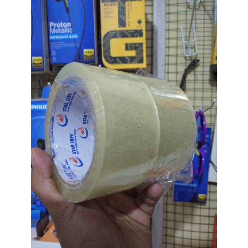 Jual Lakban Bening Putih Kuning 45 MM 90 Yard Isolasi Bening Selotip Bening Murah | Shopee Indonesia