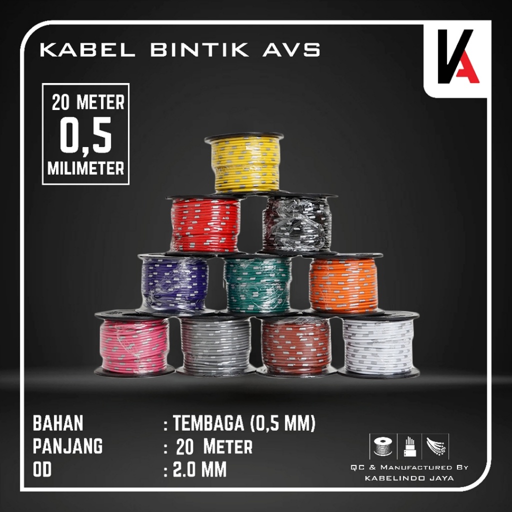 Jual KABEL BINTIK AVS 0.5MM X 20M KABEL OTOMOTIF BODY MOBIL MOTOR SERABUT TEMBAGA (BOBIN ...