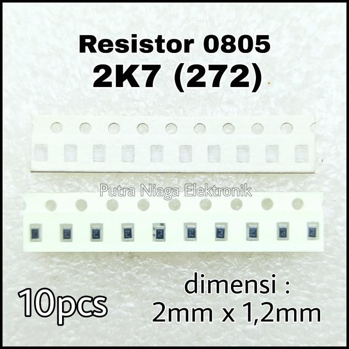 Jual (10pcs) Resistor SMD 0805 2K7 Tahanan 2,7K ohm 2.7K Marking: 272 ...