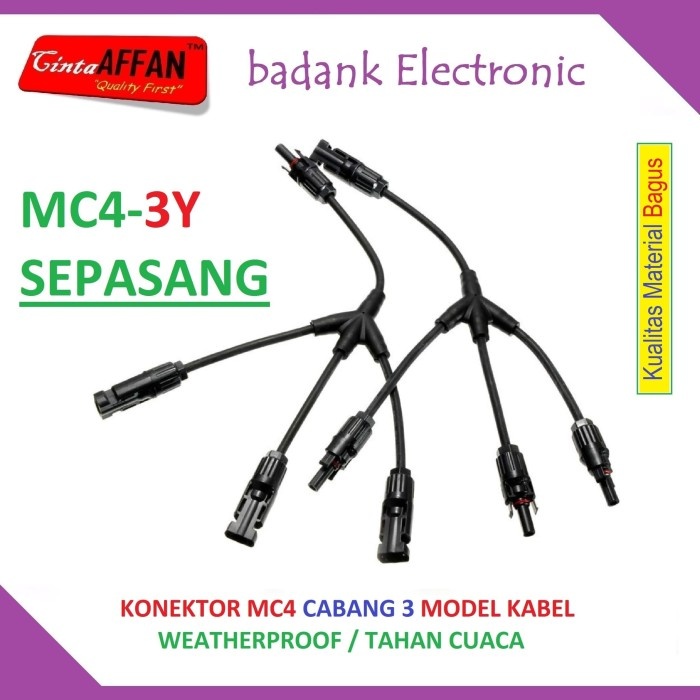 Jual MC4 CABANG VARIANT 2Y 3Y 4Y 1000V 30A MODEL KABEL SOLAR PANEL ...