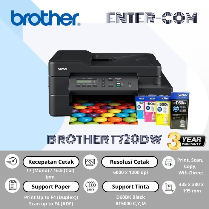 Jual PRINTER BROTHER DCP-T710W (WIFI) GARANSI RESMI BROTHER 3 TAHUN | Shopee Indonesia
