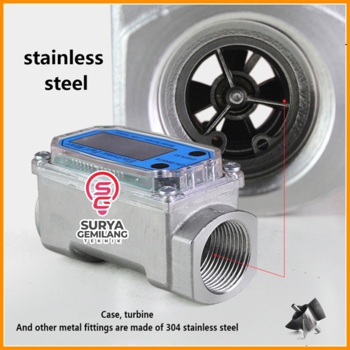 Jual New Digital Flow Meter Turbine 1.5 Inch Flow Meter Air/Solar ...
