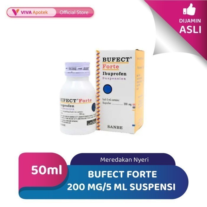 Jual Bufect Forte 200 mg/5 ml Suspensi untuk Meredakan Nyeri (50 ml ...