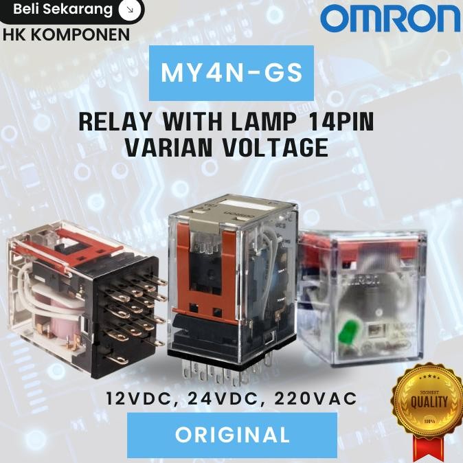 Jual MY4N-GS OMRON RELAY+LAMPU 14PIN / 220VAC /24VDC/12VDC /OMRON ORIGINAL HARGA SPESIAL ...