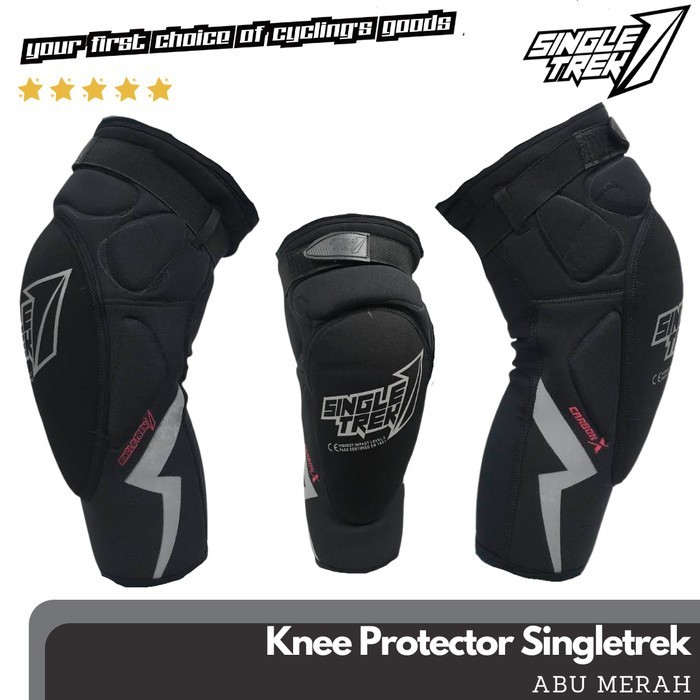 Jual Knee Protector dengkul Singletrek1 Carbon KPC Abu Merah | Shopee ...