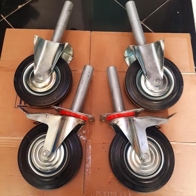 Jual Roda scaffolding 8" inch karet perset roda steger perancah esteger ...