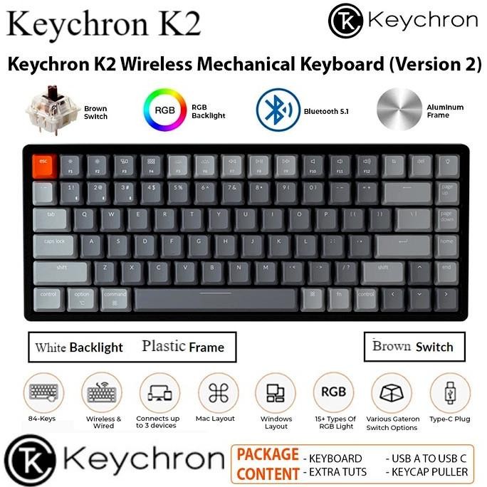 Jual Keychron K2 Version 2 Brown Switch White Backlight Plastic Frame ...