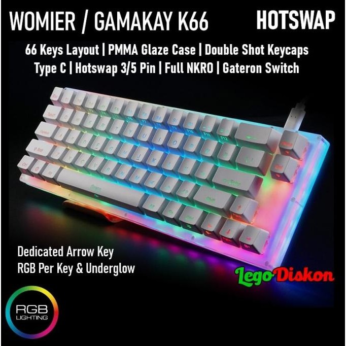 Jual Womier K66 Wired Mechanical Keyboard Full Rgb Glaze Case Gatheron ...