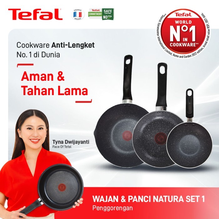 Jual Tefal Cookware Set Wajan 3PCS Series Natura H / Fry Pan Anti Lengket | Shopee Indonesia