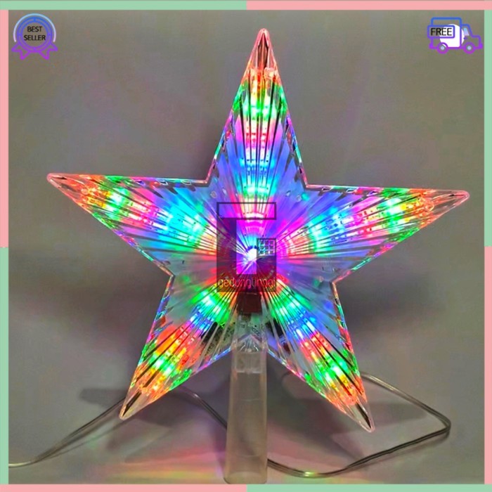 Jual Jual Lampu Dekorasi Top Pucuk Bintang Pohon Natal Led Rgb Merah ...