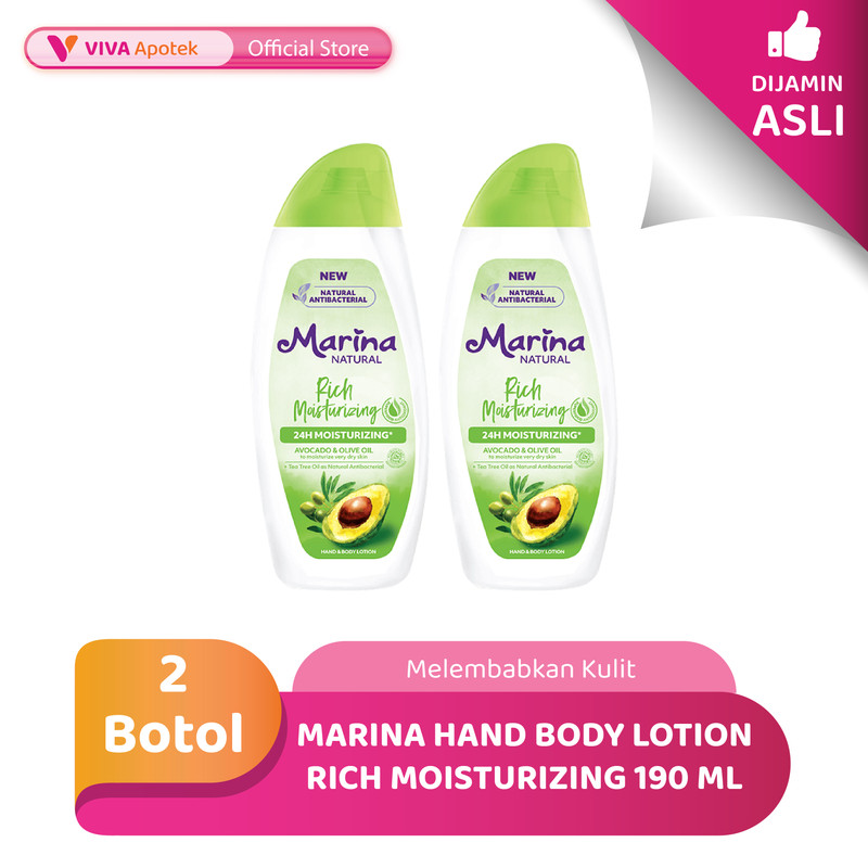 Jual Marina Hand Body Lotion Rich Moisturizing 190 ml (Pack - 2 Botol ...