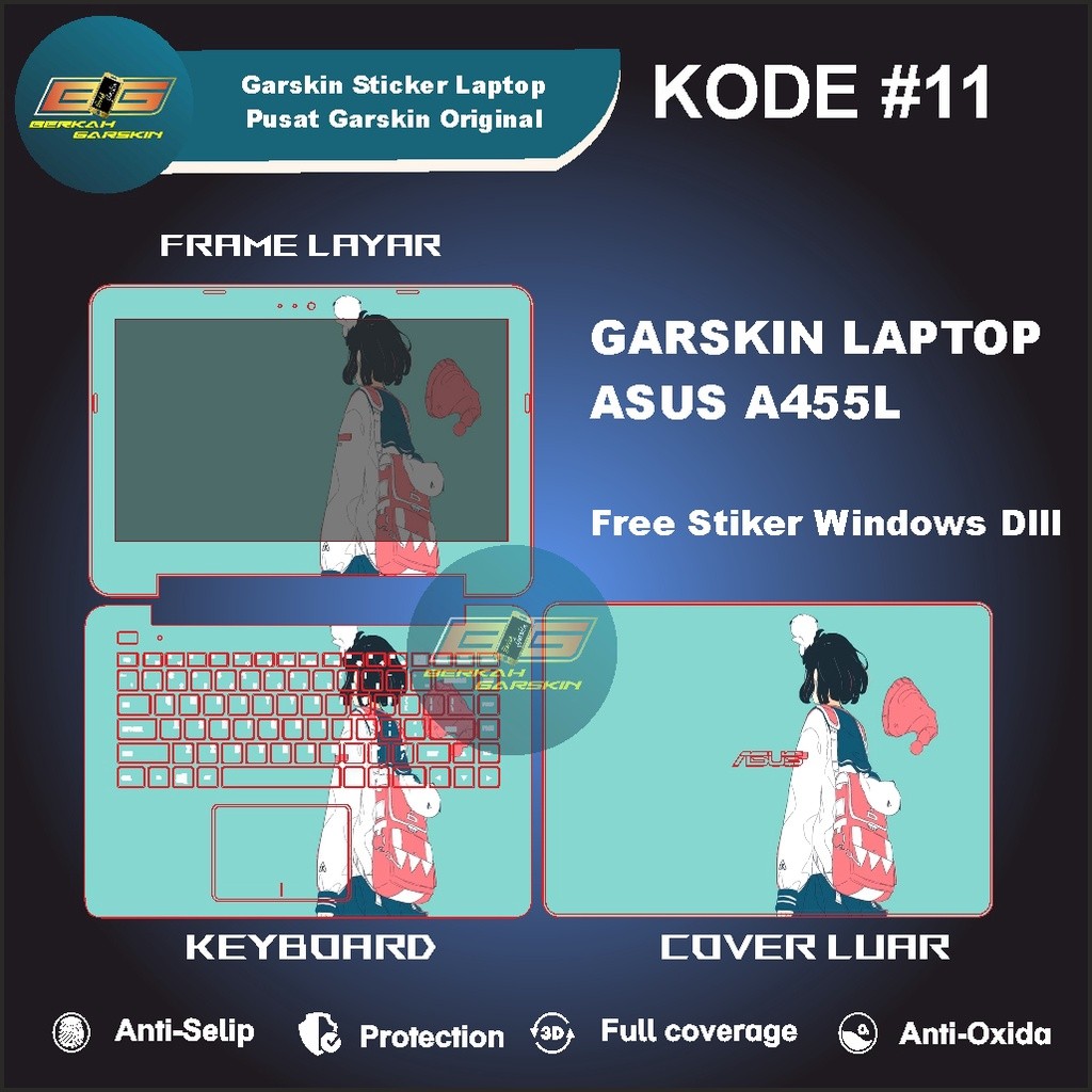 Jual (Double) Stiker Laptop Asus All Seriesasus A455l Garkin Kode 1120 ...
