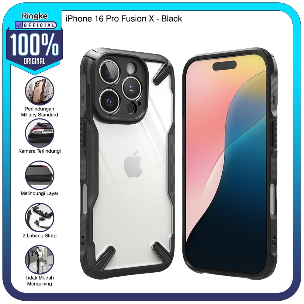 Jual Ringke iPhone 16 Pro Fusion X Black Casing Tipis Softcase Hardcase ...