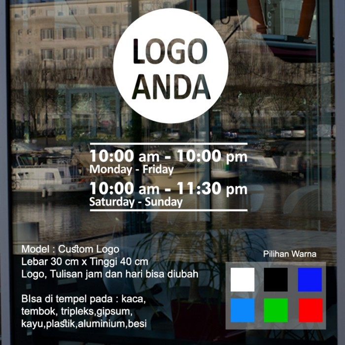Jual Ready Sticker Kaca Dinding Cafe Open Hours Jadwal Buka Resto ...