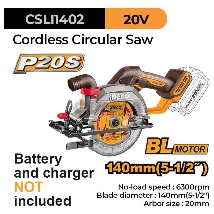 Jual P20S Cordless Circular Saw (145mm/5½") INGCO CSLI1402 Gergaji Kayu ...