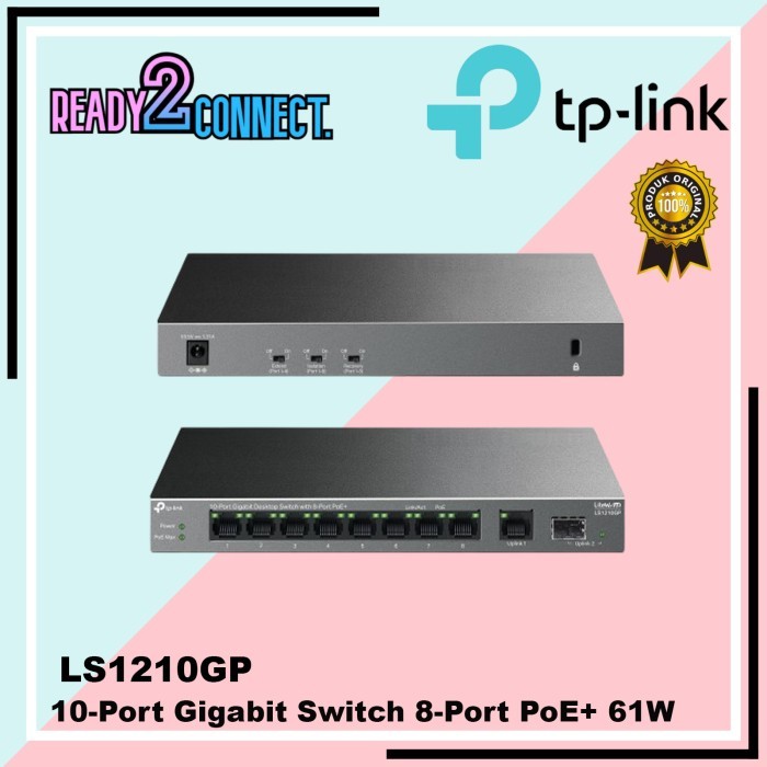 Jual LS1210GP Switch Gigabit Desktop 10-Port with 8-Port PoE+ 61W ...
