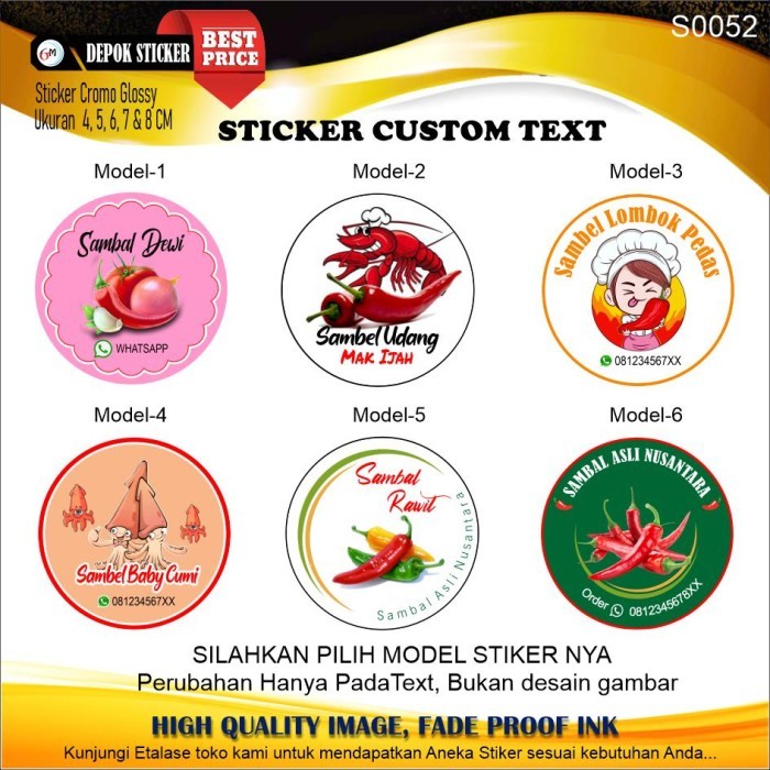 Jual Stiker Sambal kemasan Botol CUSTOM NAMA | Shopee Indonesia