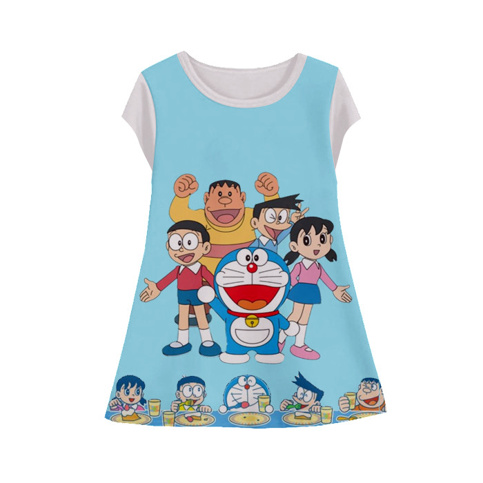 Jual Baju Dress Kartun Anak Lengan Pendek Kartun 3D Printing Doraemon ...