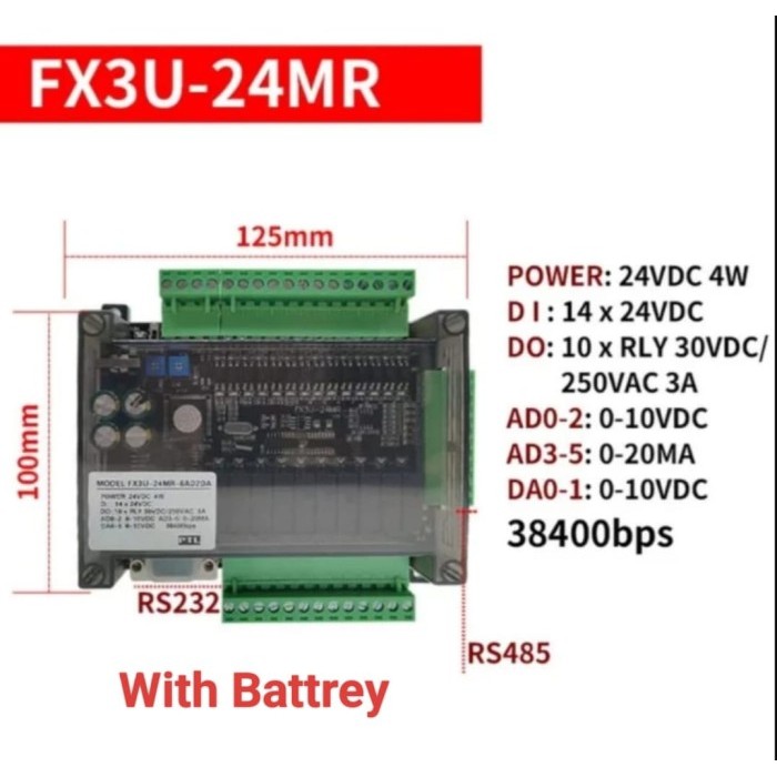 Jual Terbaru Fx3U-24Mr 14Di 10Do 6Ad 2Da Rs485 Rs232 Rtc Modbus Rtu 24V | Shopee Indonesia