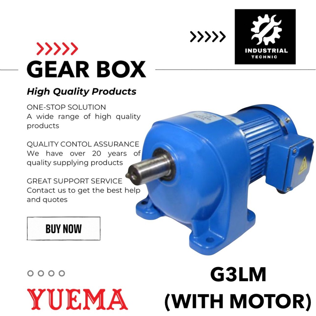 Jual GEAR BOX HELICAL YUEMA G3LM 1,5KW 2HP 1500W as 32 RATIO 5, 10, 15 ...