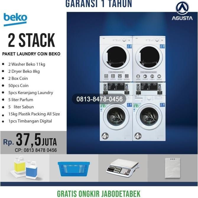 Jual PAKET MESIN LAUNDRY COIN BEKO - 2 STACK | Shopee Indonesia