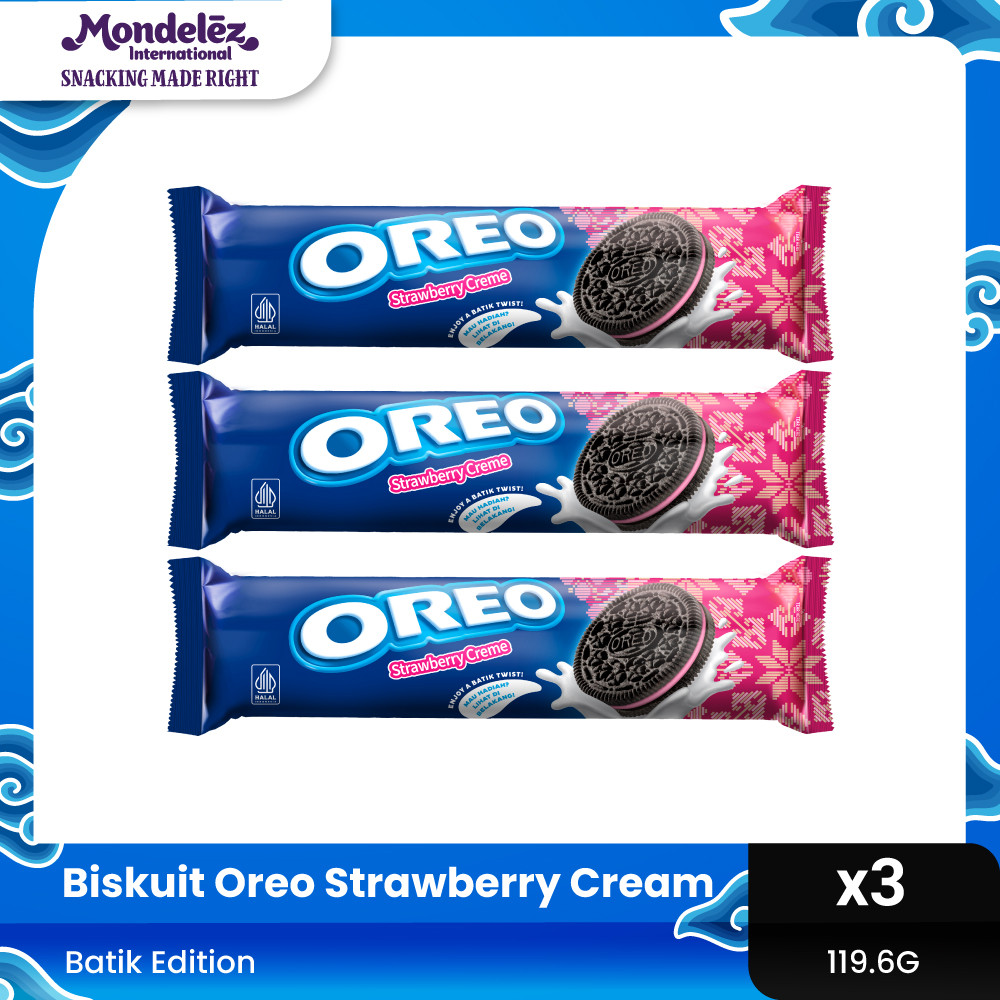 Jual [NEAR ED] OREO BATIK STRAWBERRY CREAM 119.6G x 3 | Shopee Indonesia