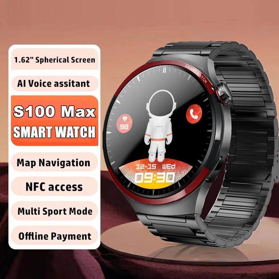 Jual NEW S100 MAX WATCH PRO MEN 1.62 " SPHERICAL SCREEN AI VOICE ...