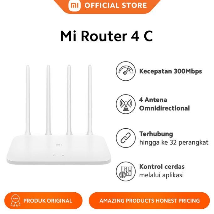 Jual Xiaomi Official Mi Router 4C 4 Antena Omnidirectional 300Mbps 2.4G | Shopee Indonesia
