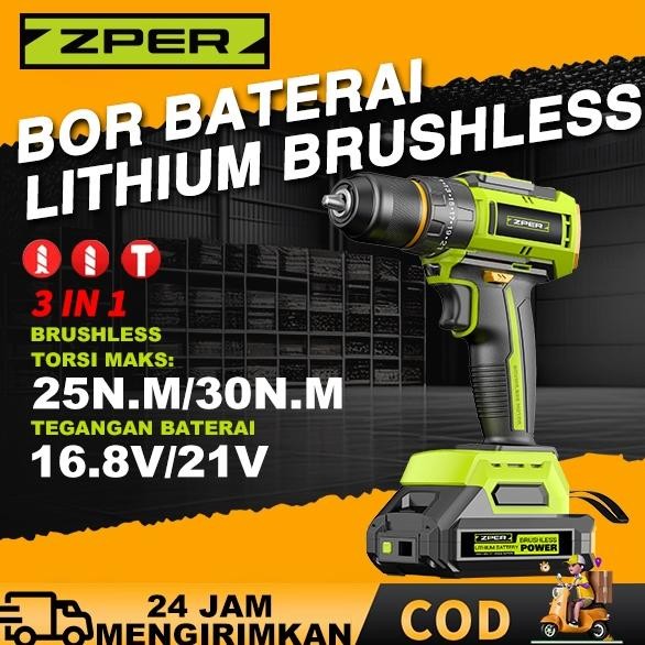 Jual ZPER Mesin Bor 3in1 Cordless Impact Drill Screwdriver ...