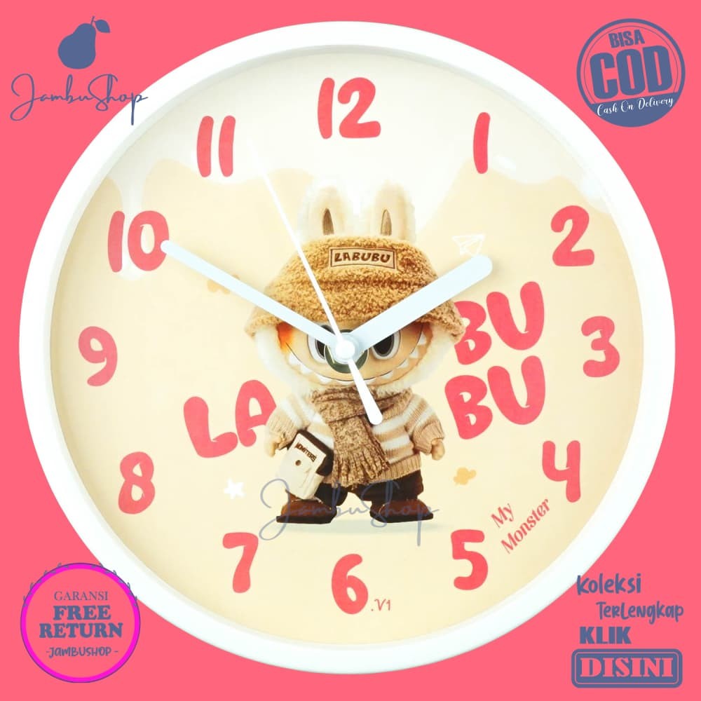 Jual Jam Dinding Quartz Labubu Anak Anak v1 NN2224-1668 Hiasan Kamar ...