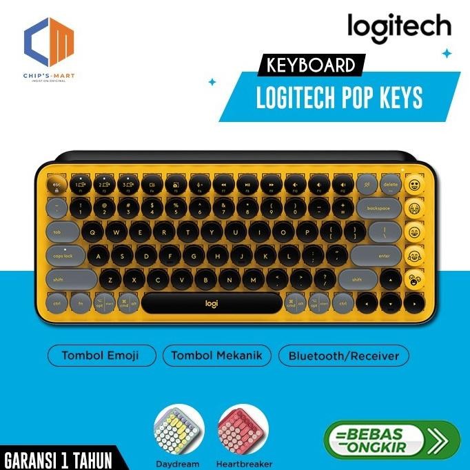 Jual Logitech Pop Keys Keyboard Wireless Mechanical Compact, Emoji Keys ...