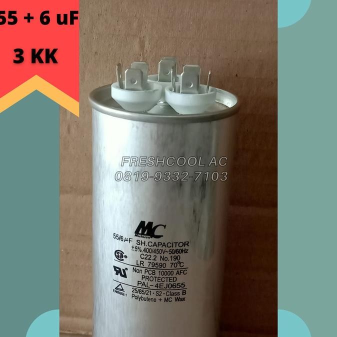 Jual Hits!! Kapasitor Ac / Capacitor Ac ( Merk Mc) 55/6 Uf / 55/6 Mikro ...