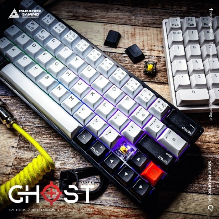 Jual Paradox Keyboard GHOST GH64-GK1 PBT Radium Vulture/ Keycaps(B/W/R ...