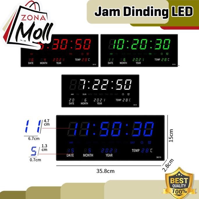 Jual Jam Dinding Digital Led Meja Clock 3615 Merah Hijau - Fitur ...