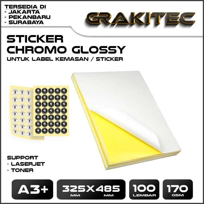 Jual Grakitec Sticker Chromo Glossy / Doff A3+ Isi 100 Lembar & 300 ...