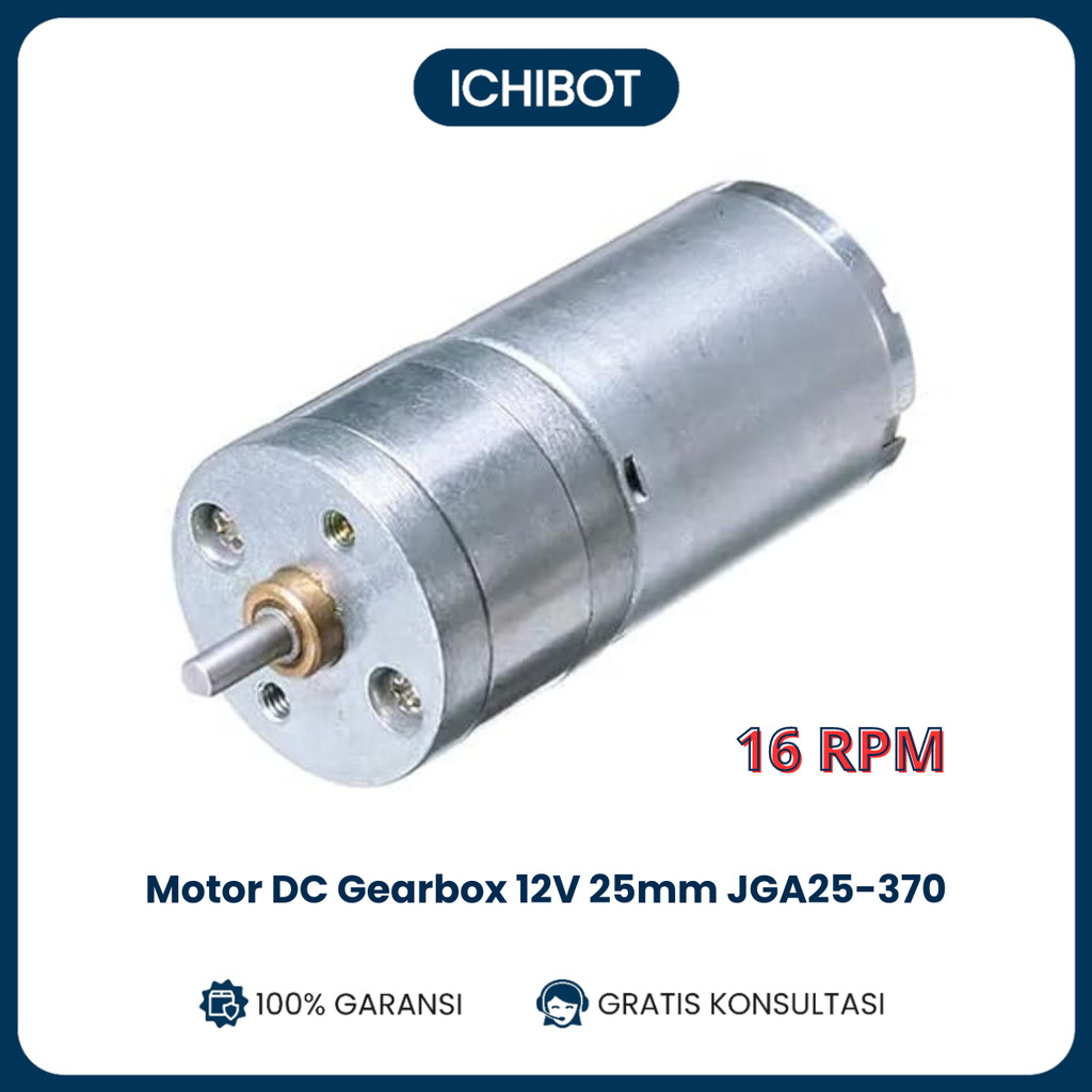 Jual [ICHIBOT] Motor Gearbox DC 12V 25mm JGA25-370 - 16 RPM | Shopee ...