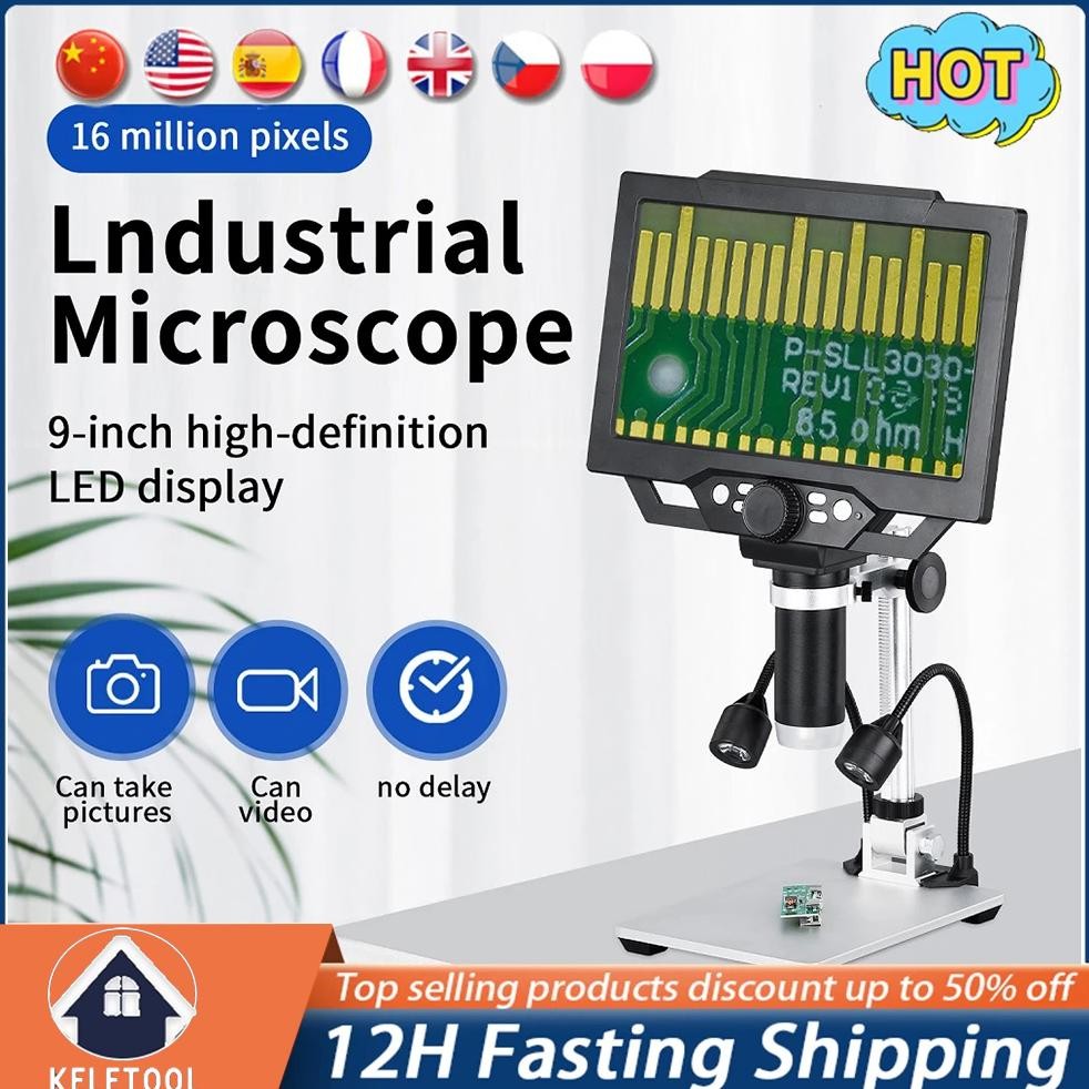 Jual G1200 microscope digital Mikroskop Digital Elektronik 12MP 7 Inch ...