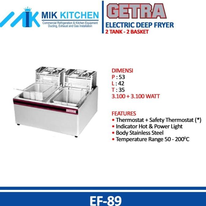 Jual GETRA Deep Fryer Counter Top EF-89 / EF 89 / EF89 | Shopee Indonesia