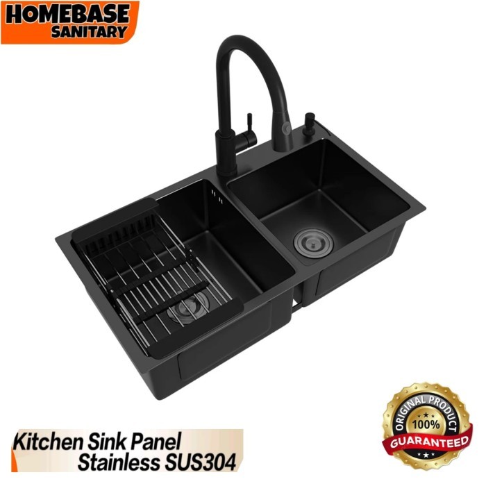 Jual HOMEBASE Kitchen Sink Black Stainless Steel 2 Bowl Large Size ...