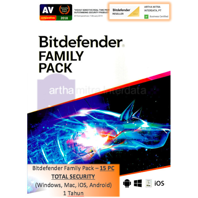 Jual BitDefender AV Total Security Family Pack -15 PC (Win/Mac/iOS ...
