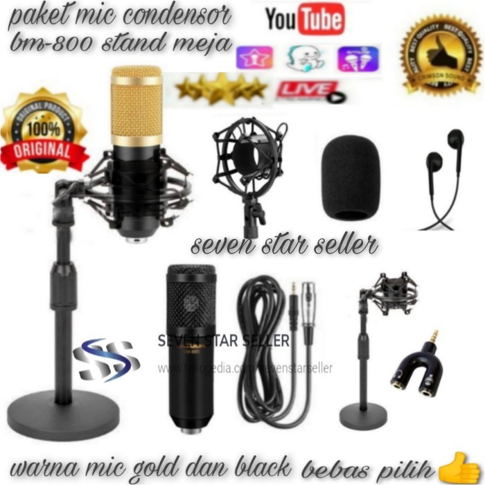 Jual PAKET MIC CONDENSOR STUDIO RECORDING BM-800 STANDING MEJA | Shopee ...