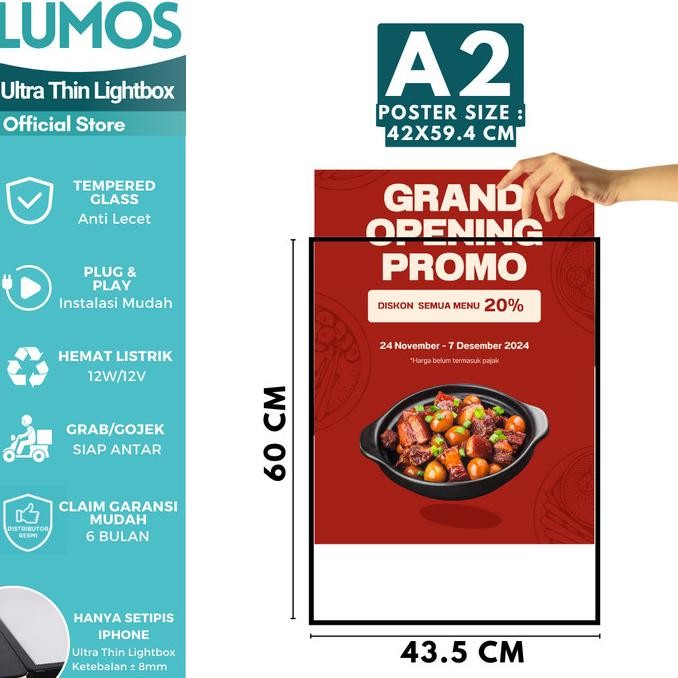 Jual Ultra Thin Light Box A2 - Lumos 1.0 LED Signage Slim Portable ...