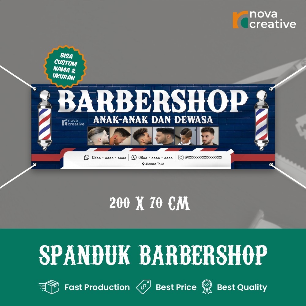 Jual Cetak Banner Barbershop / Pangkas Rambut Banner Custom Desain Suka ...