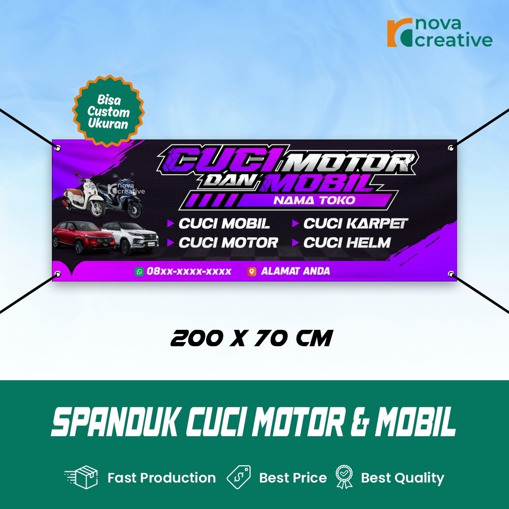 Jual Jasa Cetak Banner Steam Motor & Mobil Spanduk Custom Gratis Desain ...