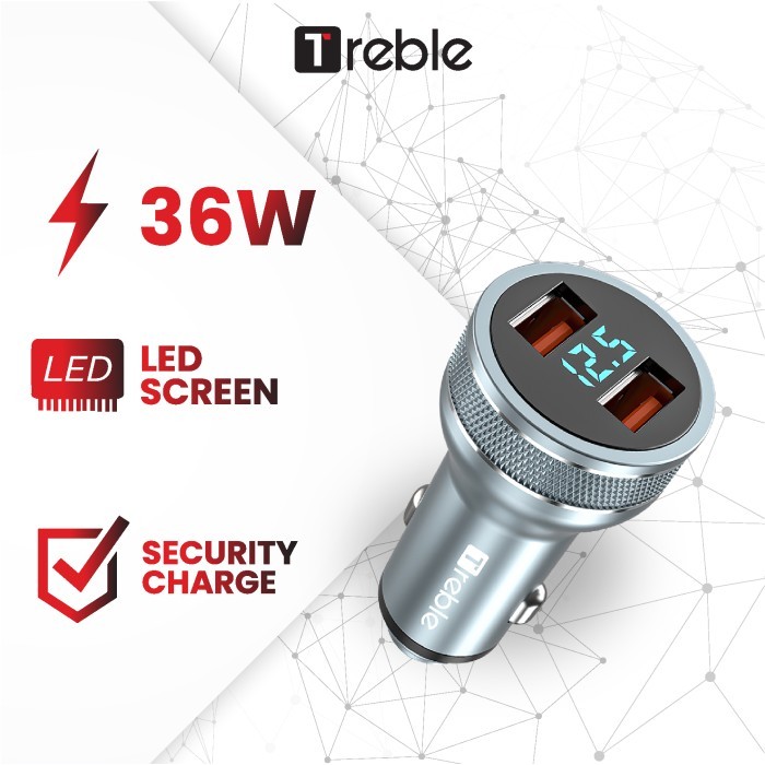 Jual JY X Treble Car Charger Mobil 2 Ports USB QC3.0 36W LED Silver ...