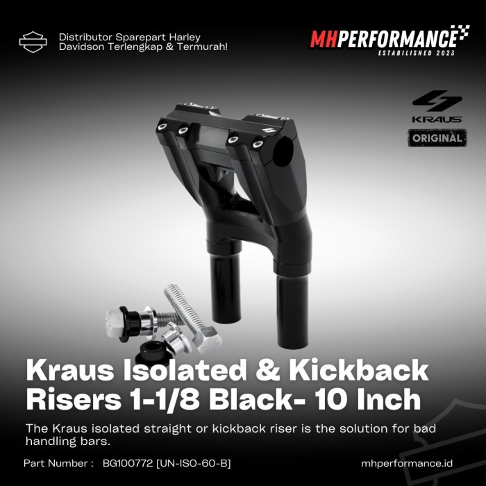 Jual Kraus Harley Isolated & Kickback Risers 1-1/8 Black- 10 Inch ...