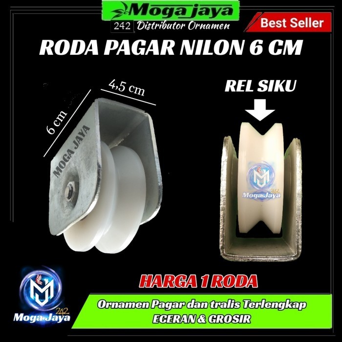 Jual roda nilon nylon 6cm roda bubut tu pagar dobel bearing | Shopee ...