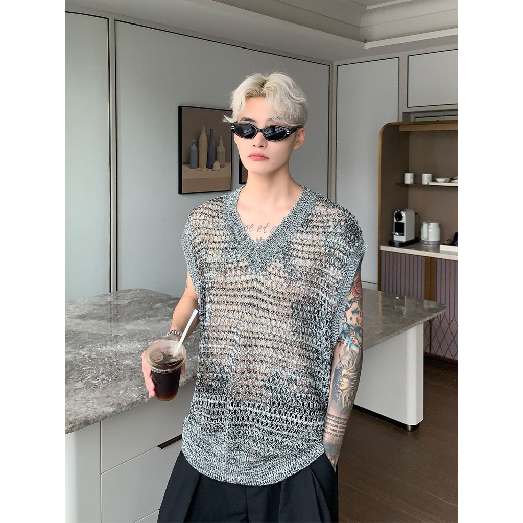 Jual Kontras Gradien V Rompi Rajutan Kerah | Shopee Indonesia