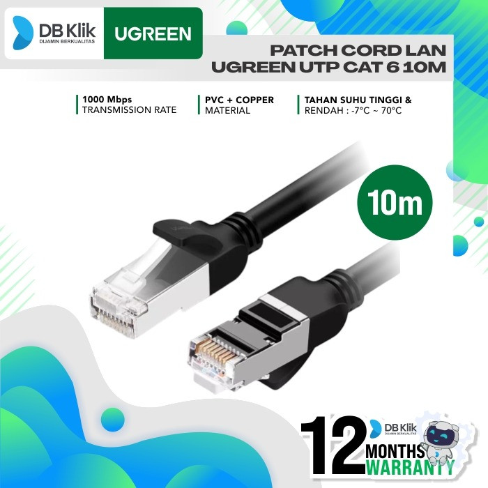 Jual UGreen Kabel LAN Cat 6 10M 1Gbps (50196) | Shopee Indonesia